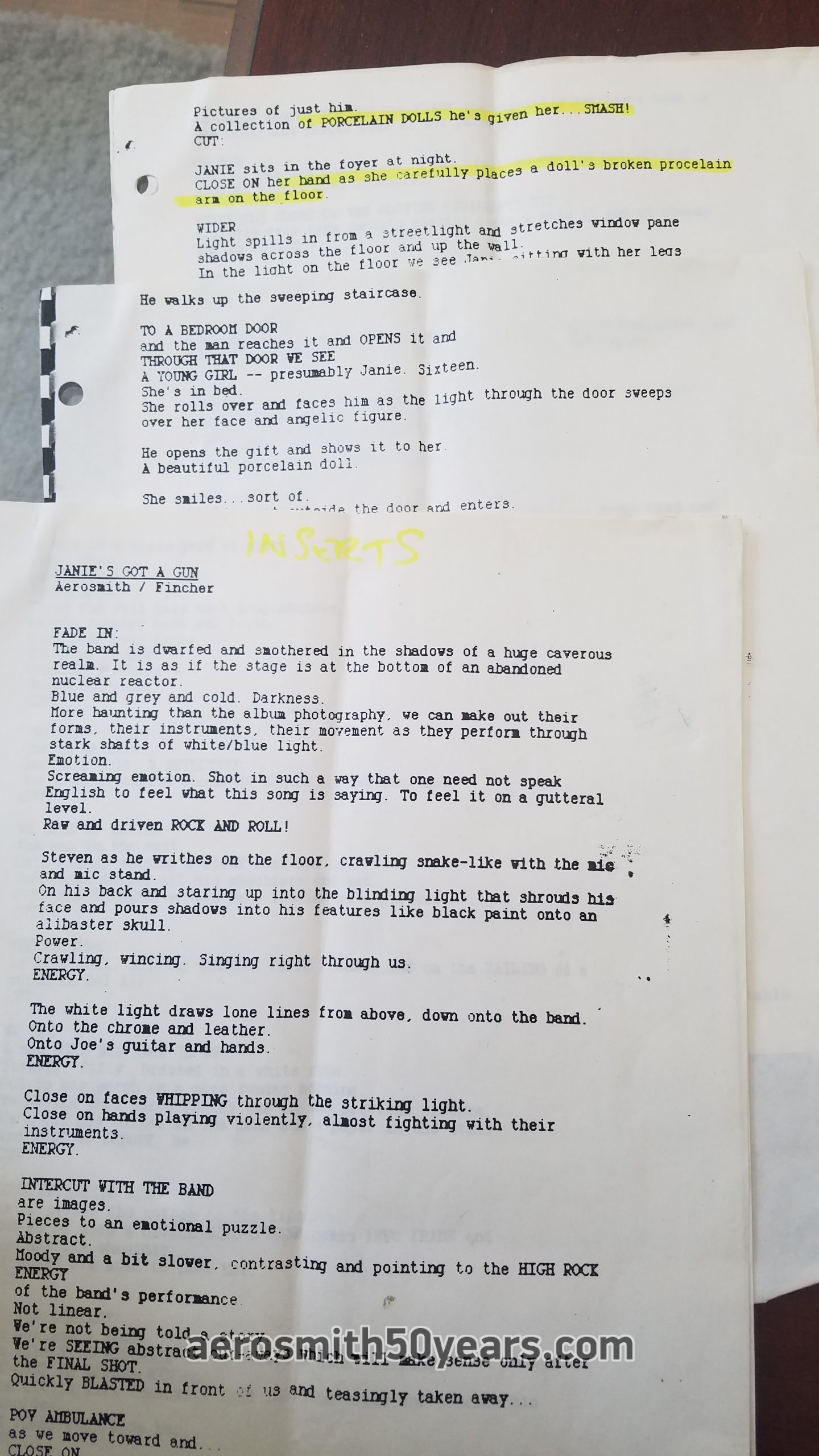 Janie’s Got A Gun – Original Video Prop & Production Script. This photo ...